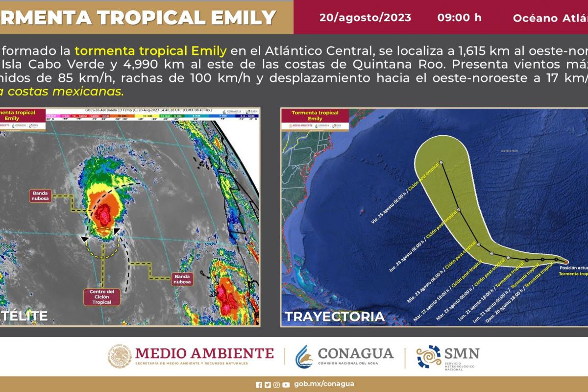 Surge tormenta tropical Emily en el Atlántico, cerca de Quintana Roo ...