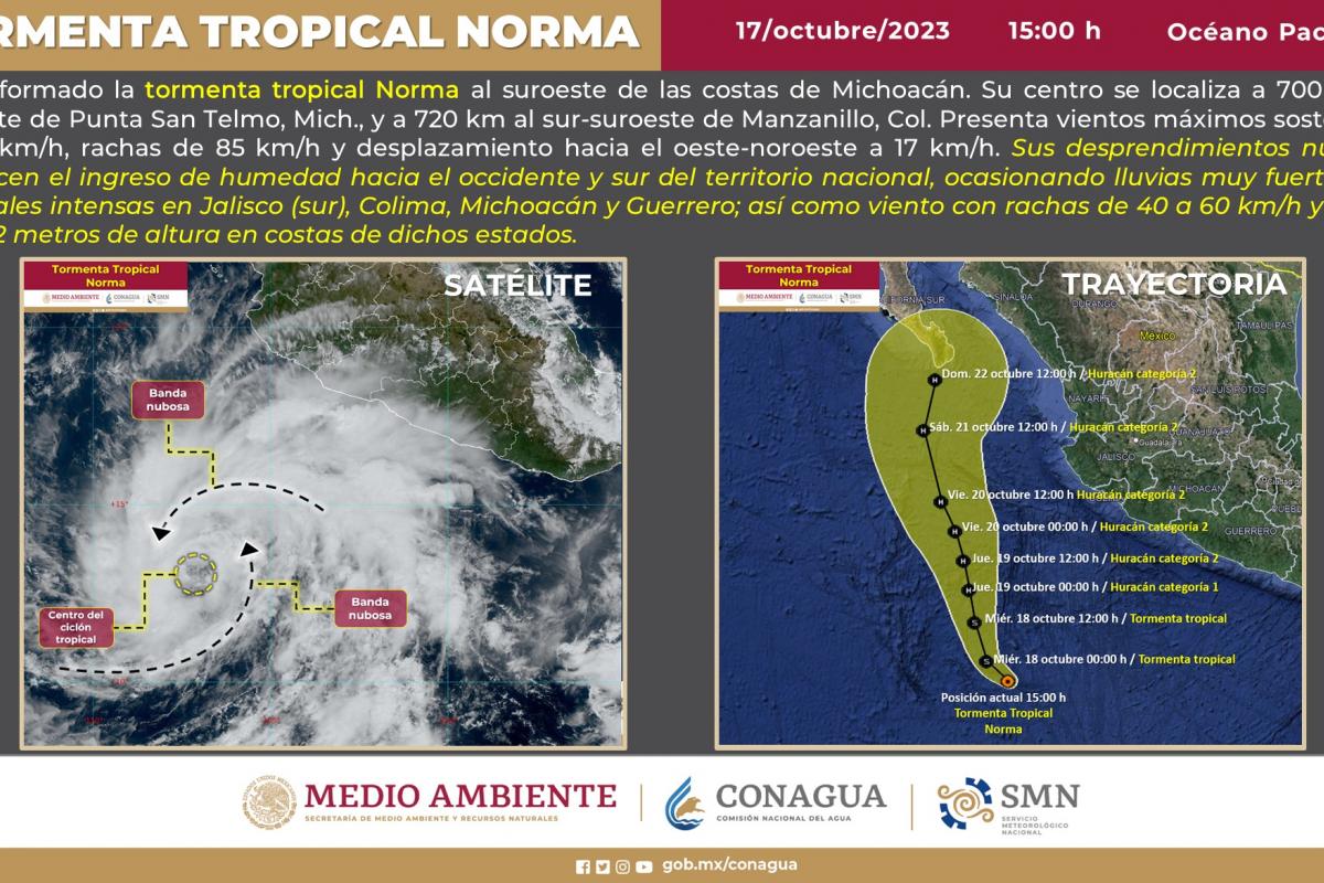 Se forma tormenta tropical Norma en Océano Pacífico: Conagua | BI Noticias